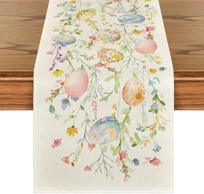 Amazon.com: Artoid Mode Wild Flowers Eggs Easter Table Runner,Seasonal ...