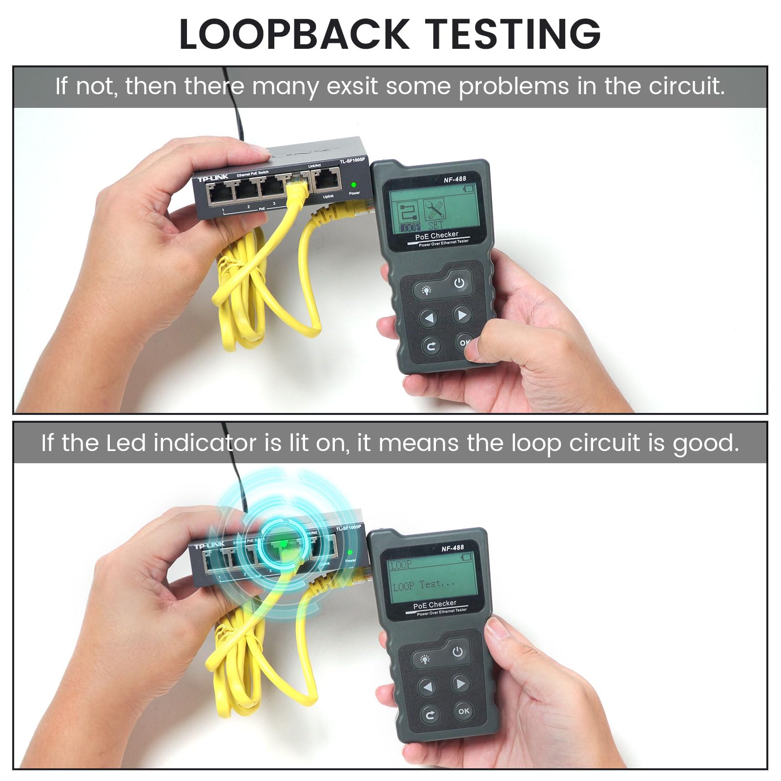 Snapklik.com : Network Cable Tester, NF-488 POE Cable Tester For Power ...