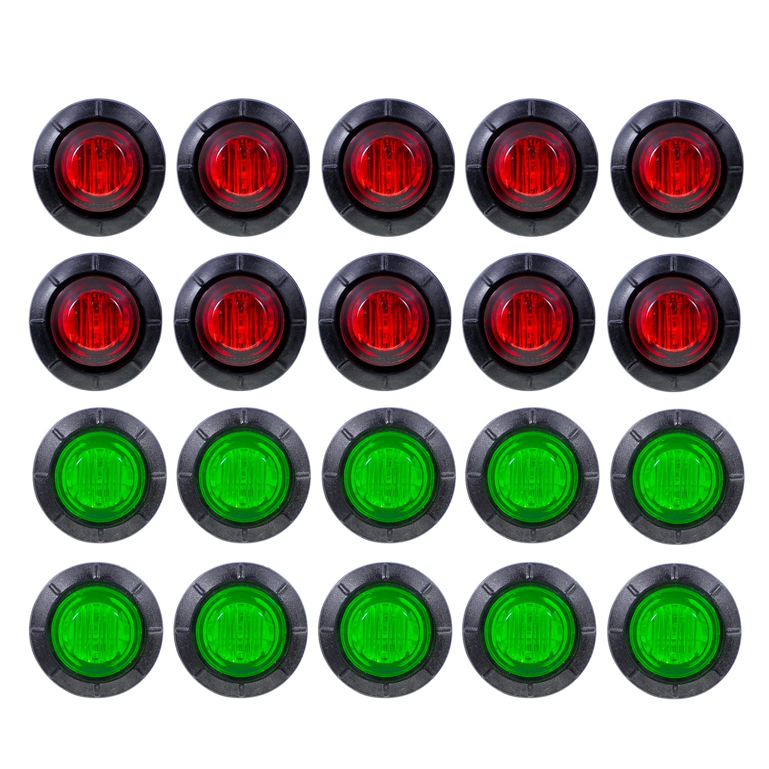 Amazon.com: Ledvillage 20 Pcs 3/4 Inch Mini Round 10 Green + 10 Red ...