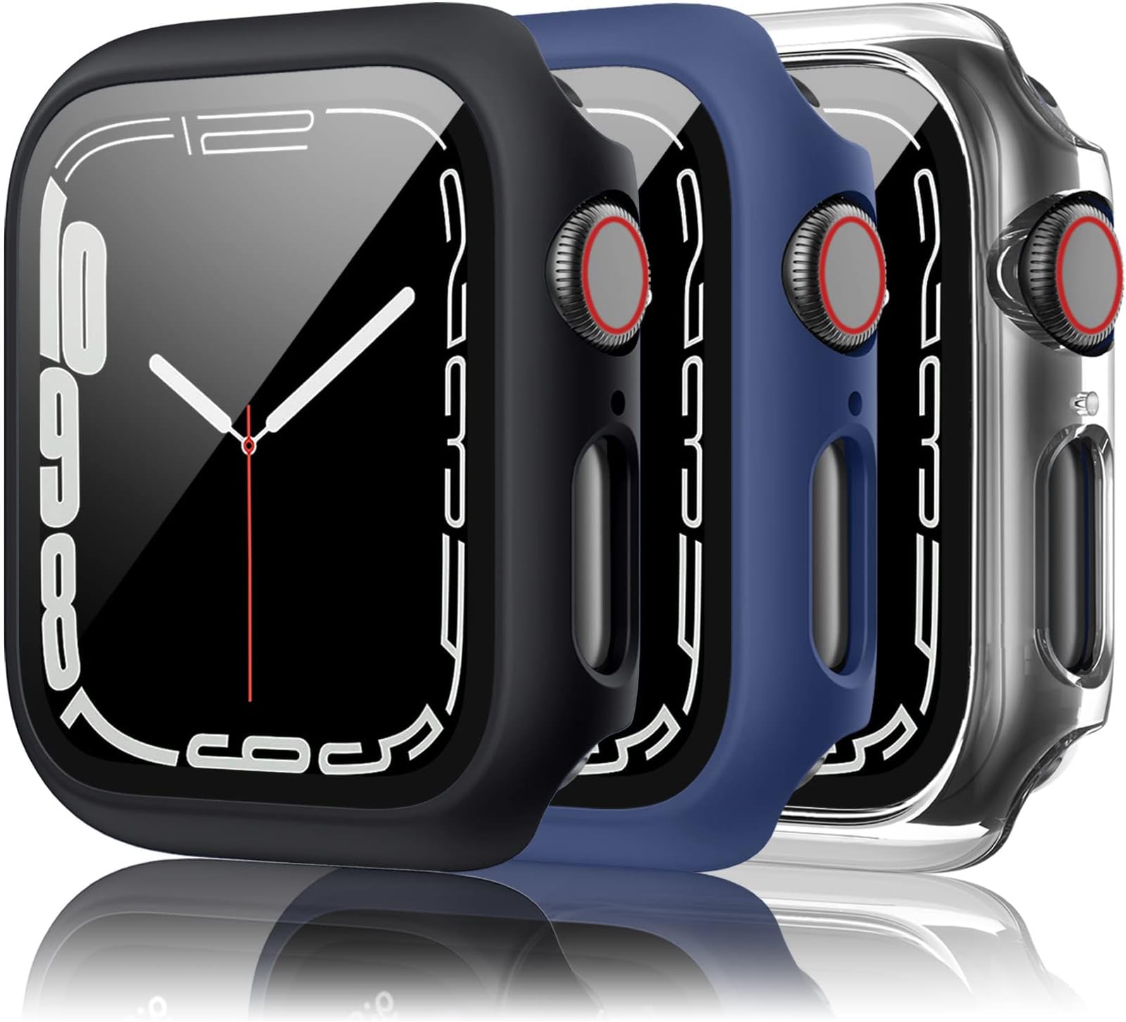 Mugust - Paquete de 3 fundas para Apple Watch Protector de pantalla de ...