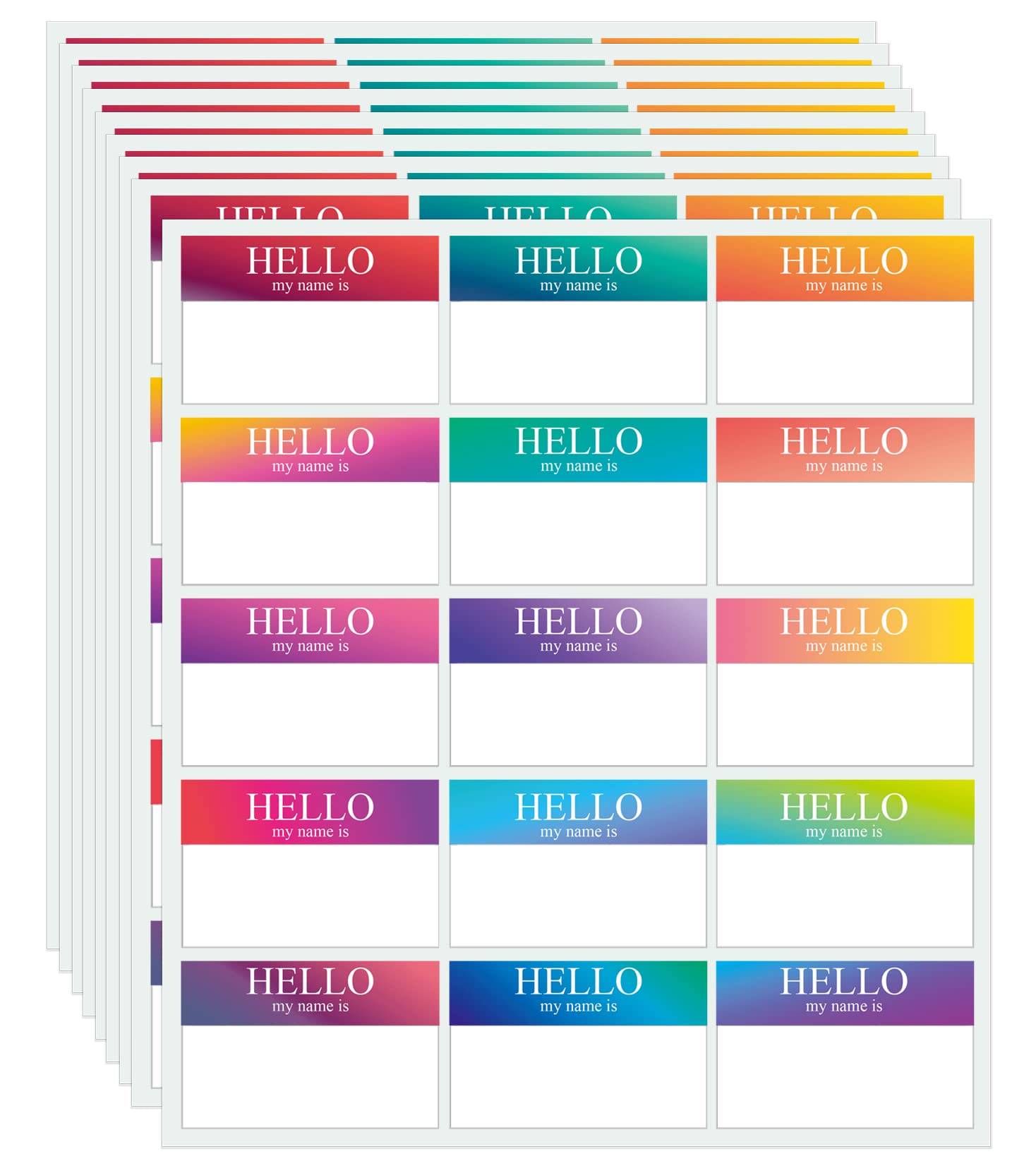 Buy 345 Pcs Name Tags Rainbow Sticker, Hello My Name is Stickers 15 ...