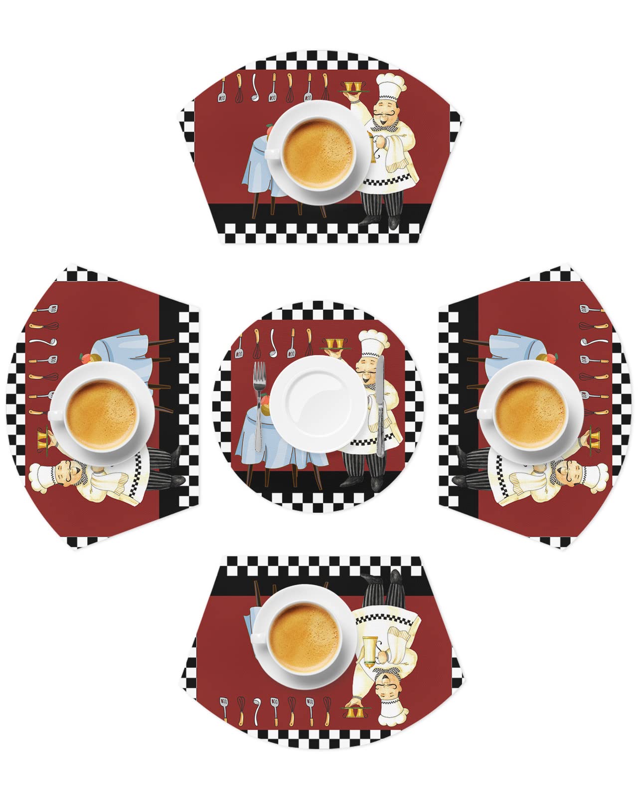 Amazon.com: Farmhouse Cartoon Fat Chef Placemats for Round Table ...