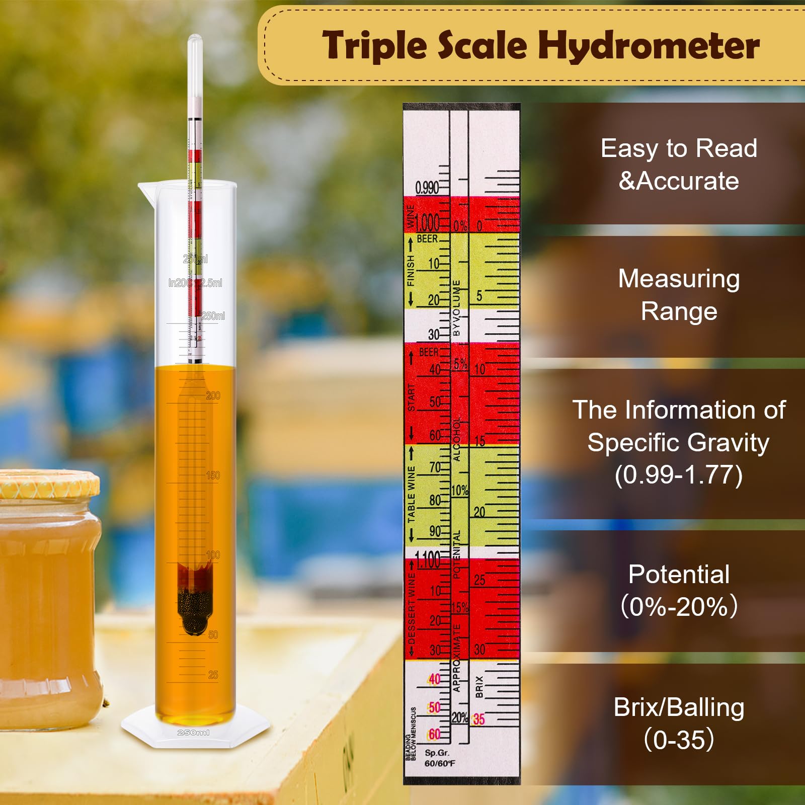 Snapklik.com : COITEK Triple-Scale Hydrometer Kit, Mead Making Kit ...