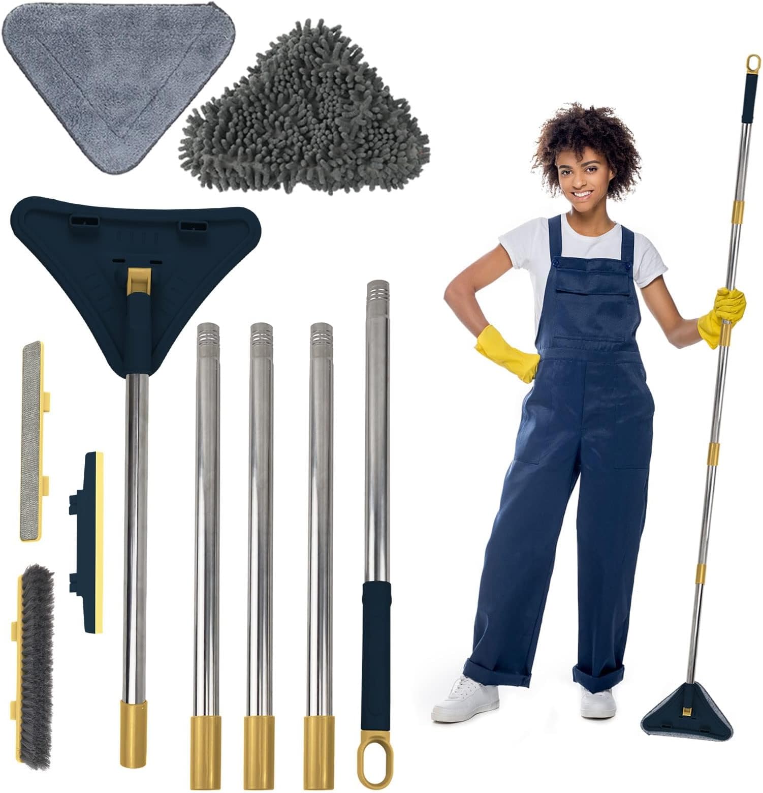 Triangle Cleaning Mop,Extendable Wall Cleaning Mop with Microfiber ...