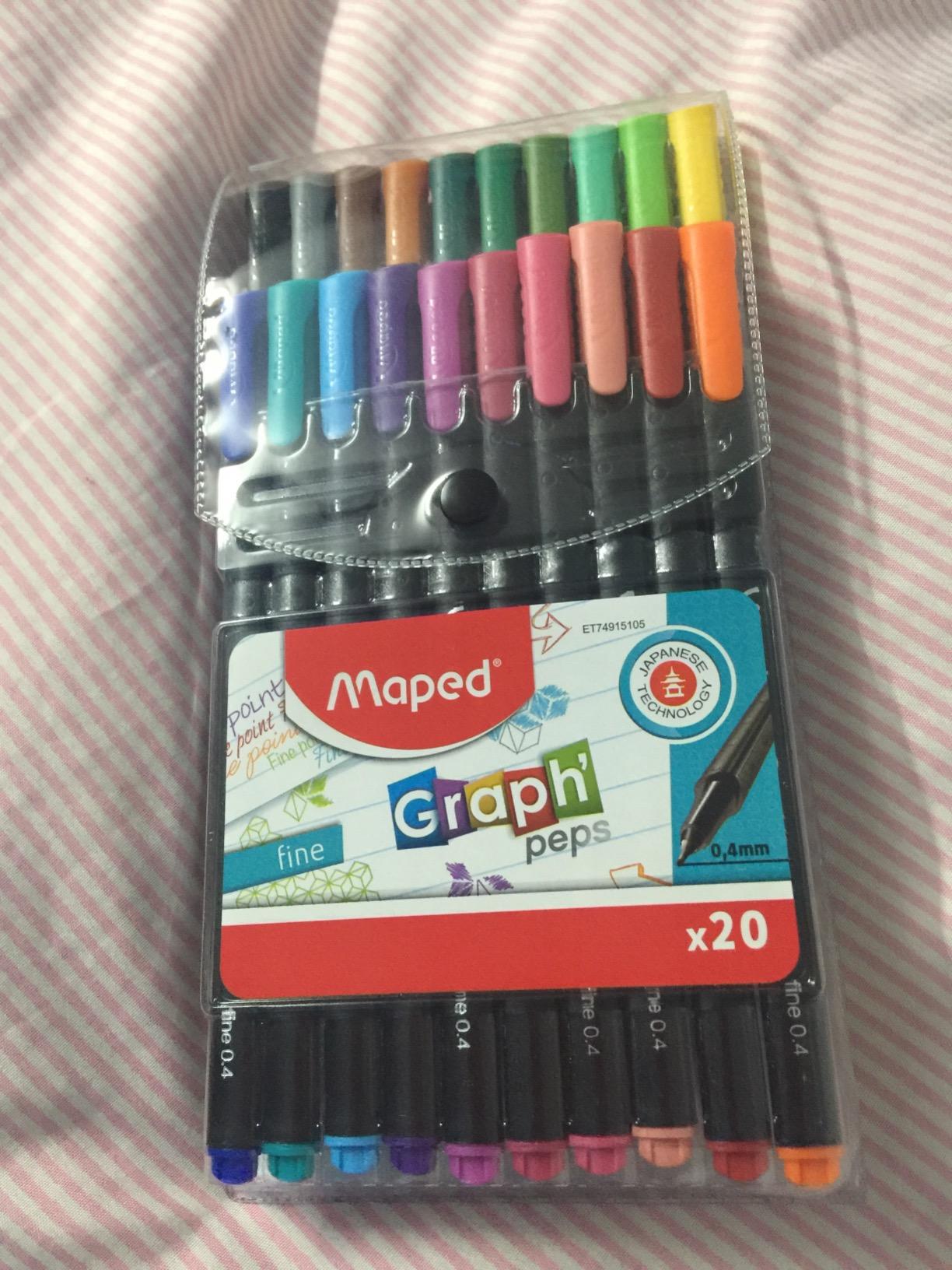 Maped Graph Peps Fine point 0.4mm Fineliners Set - Pack of 20 : Amazon ...