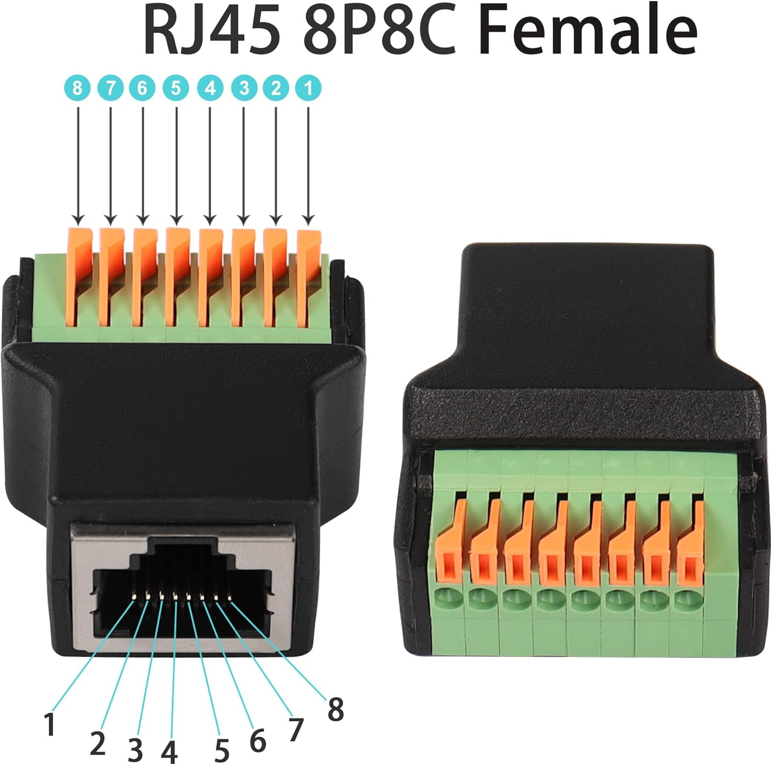 QIANRENON RJ45 a 8Pin Adaptador sin soldadura de conexión rápida RJ45 ...