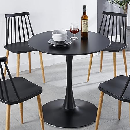 Amazon.com - Kasinali Black Round Table Modern Dining Table Tulip Round ...