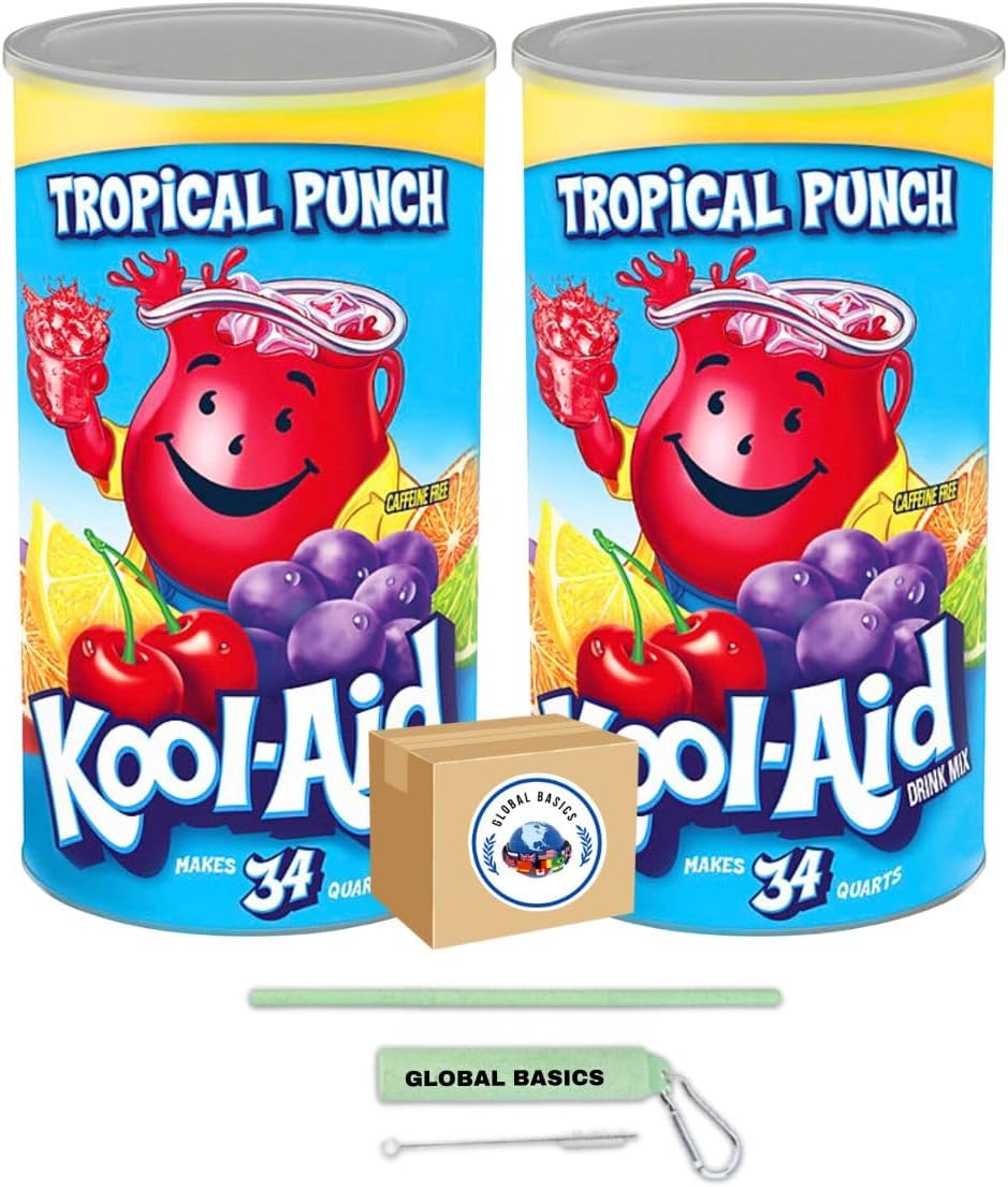 Amazon.com : Global Basics Kool Aid Tropical Punch Flavored Powdered ...