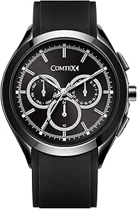 Amazon.co.jp: Comtex 腕時計 多機能 ブラック クォーツ 防水 ウォッチ アウトドア スポーツ 日付け 24時 曜日付け ...