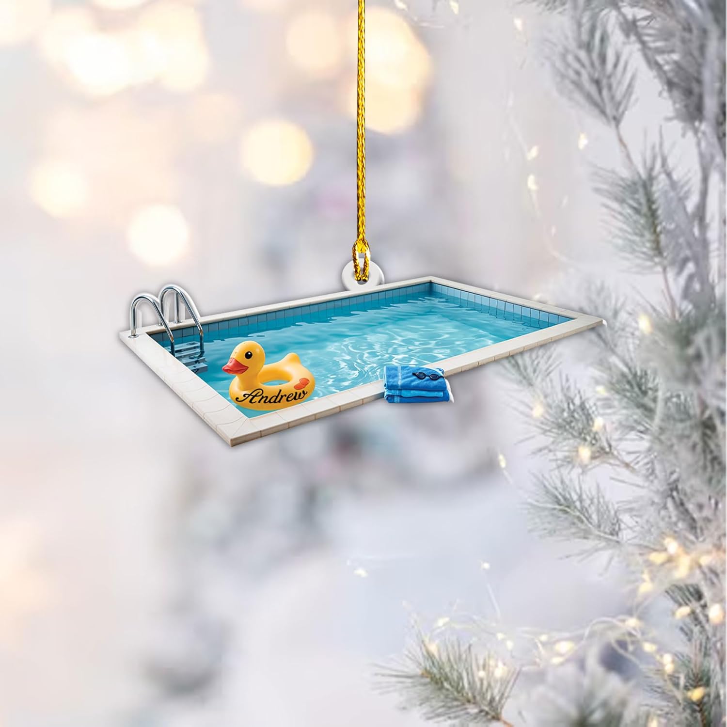 Amazon.com: Personalized Swimming Pool Christmas Ornament, Custom Name ...