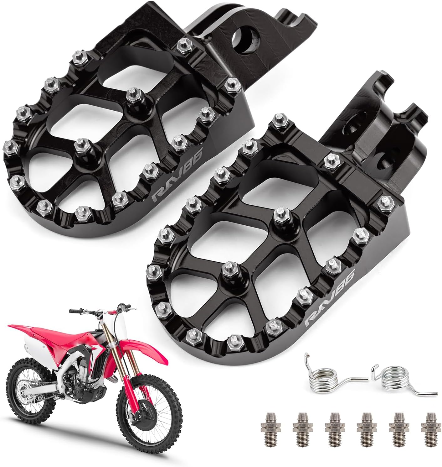 Amazon.com: RKV86 Dirt Bike Foot Pegs with Springs, Aluminum CNC ...