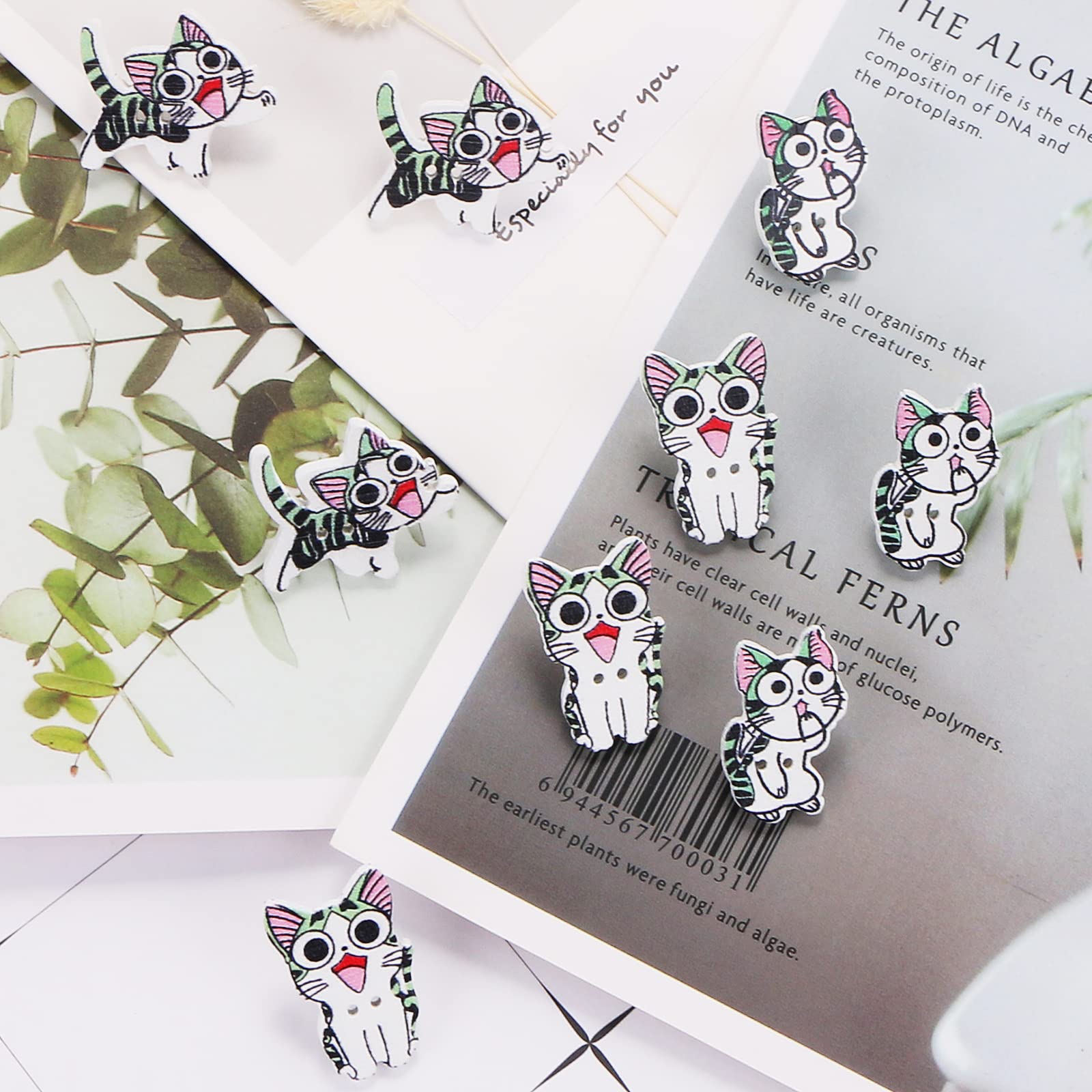 Amazon.com: BENOSPACE 9Pcs Animal Cat Push Pins Small Wooden Thumb ...