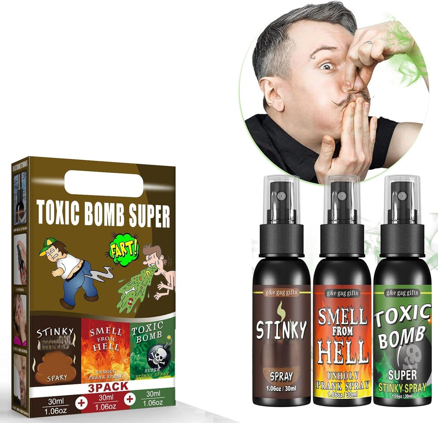 3PC Wet Farts-Potent Stink Spray/Ocean of Vomit,Poop Spray Prank,Extra ...