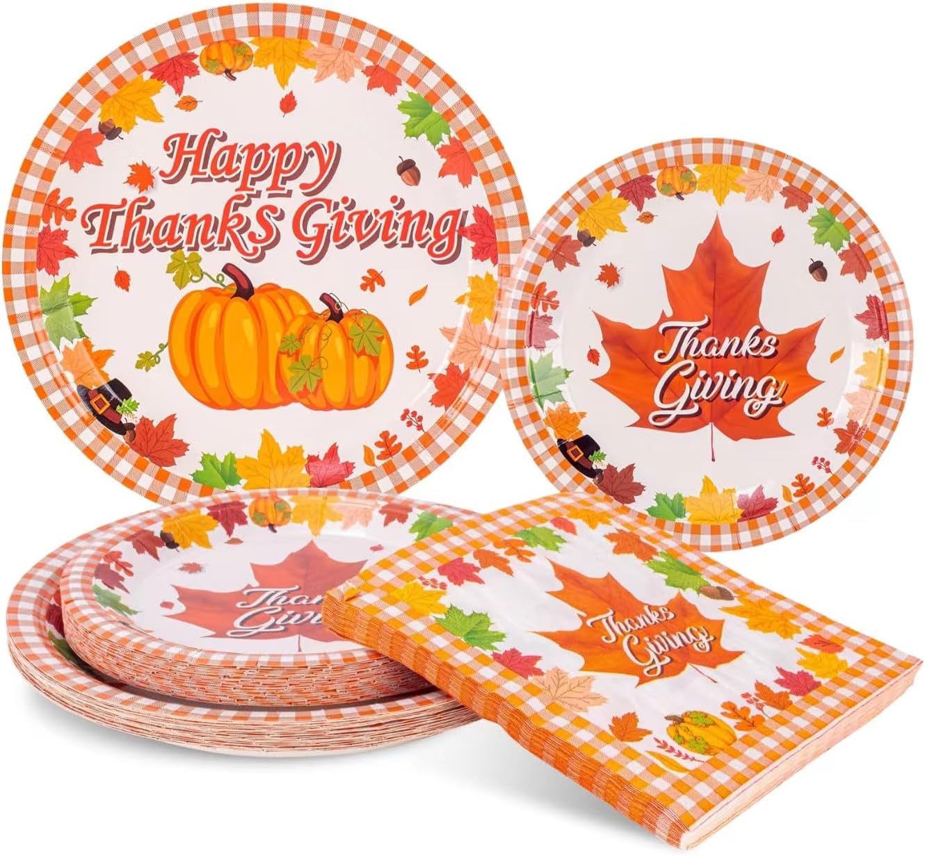 Amazon.com: 96 Pcs Happy Thanksgiving Plates and Napkins Disposable ...