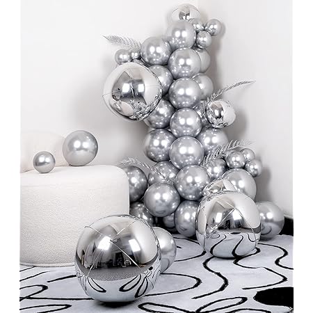 Amazon.com: 12 Inch 100 Pcs Latex Metallic Chrome Balloons Helium Shiny ...