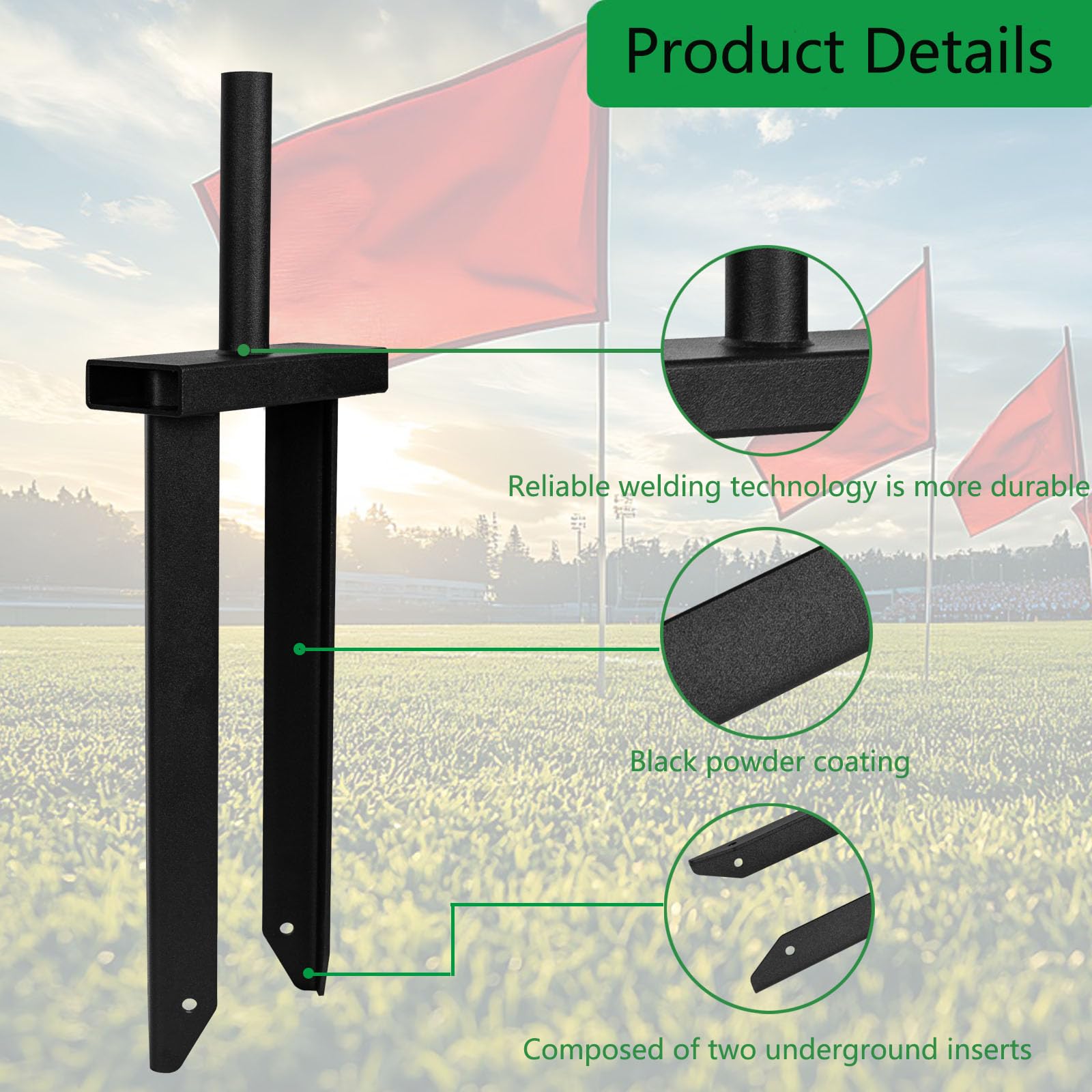 Snapklik.com : KSWLOR Flag Spike Ground Stake, Heavy Duty Ground Spike ...