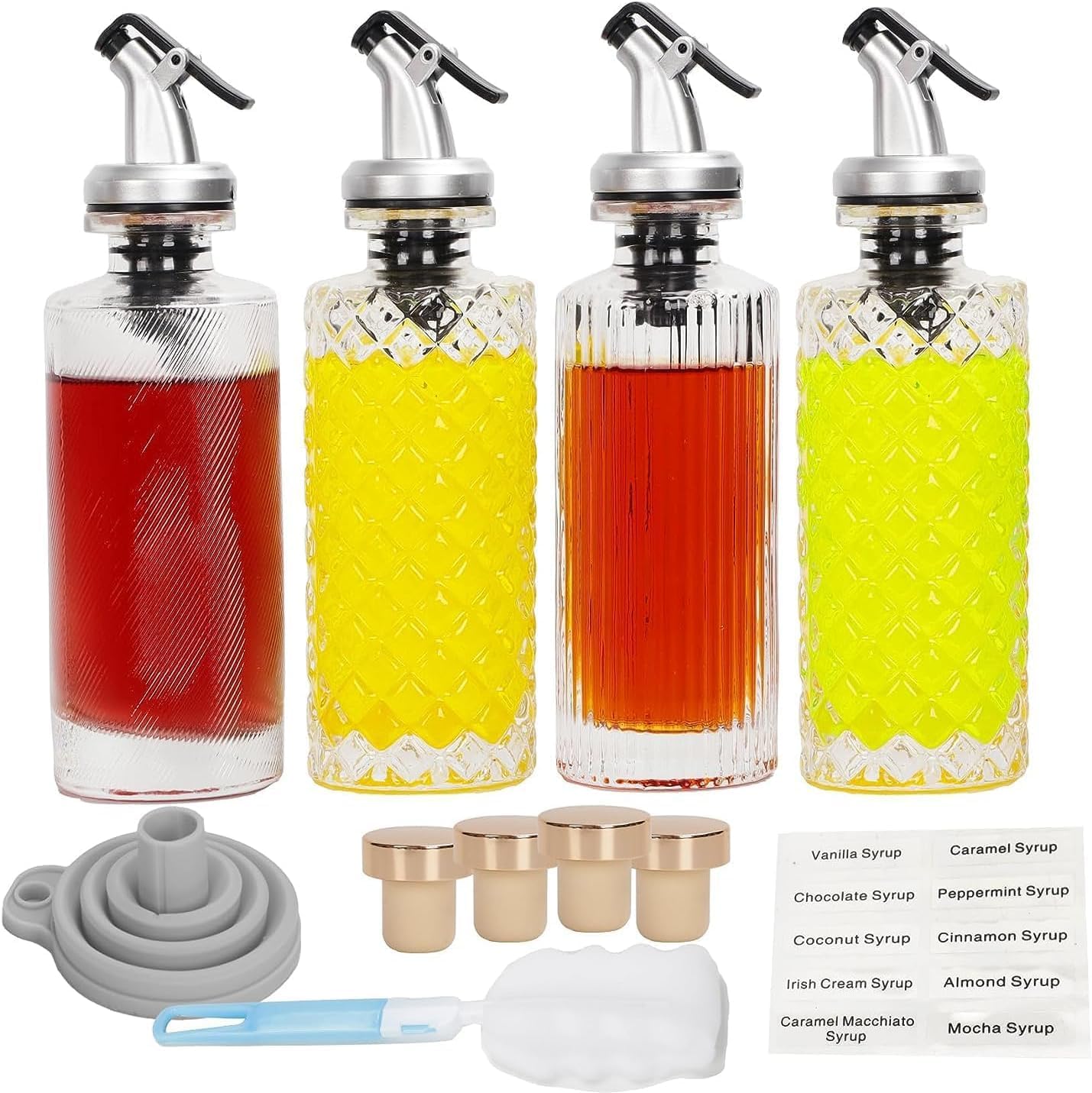 Amazon.com: DAILOU Coffee Syrup Dispenser Bottles Set 4 Packs, 7 OZ ...