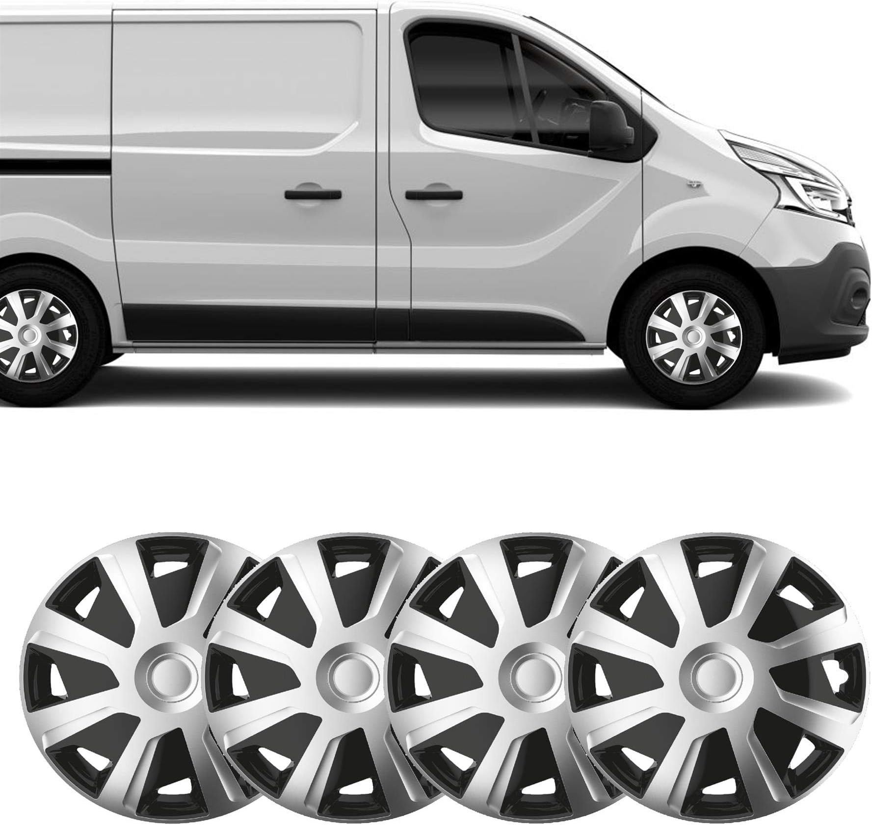 4x Silver 16 Inch Deep Dish Van Wheel Trims Hub Caps For Renault Master ...