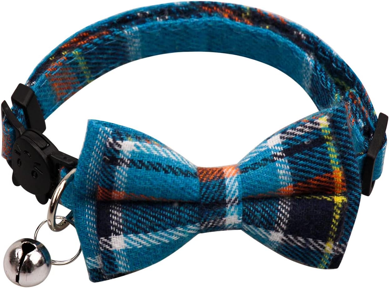 Cat Collar with Bell and Removable Bow Tie Adjustable Cat Collars Soft ...
