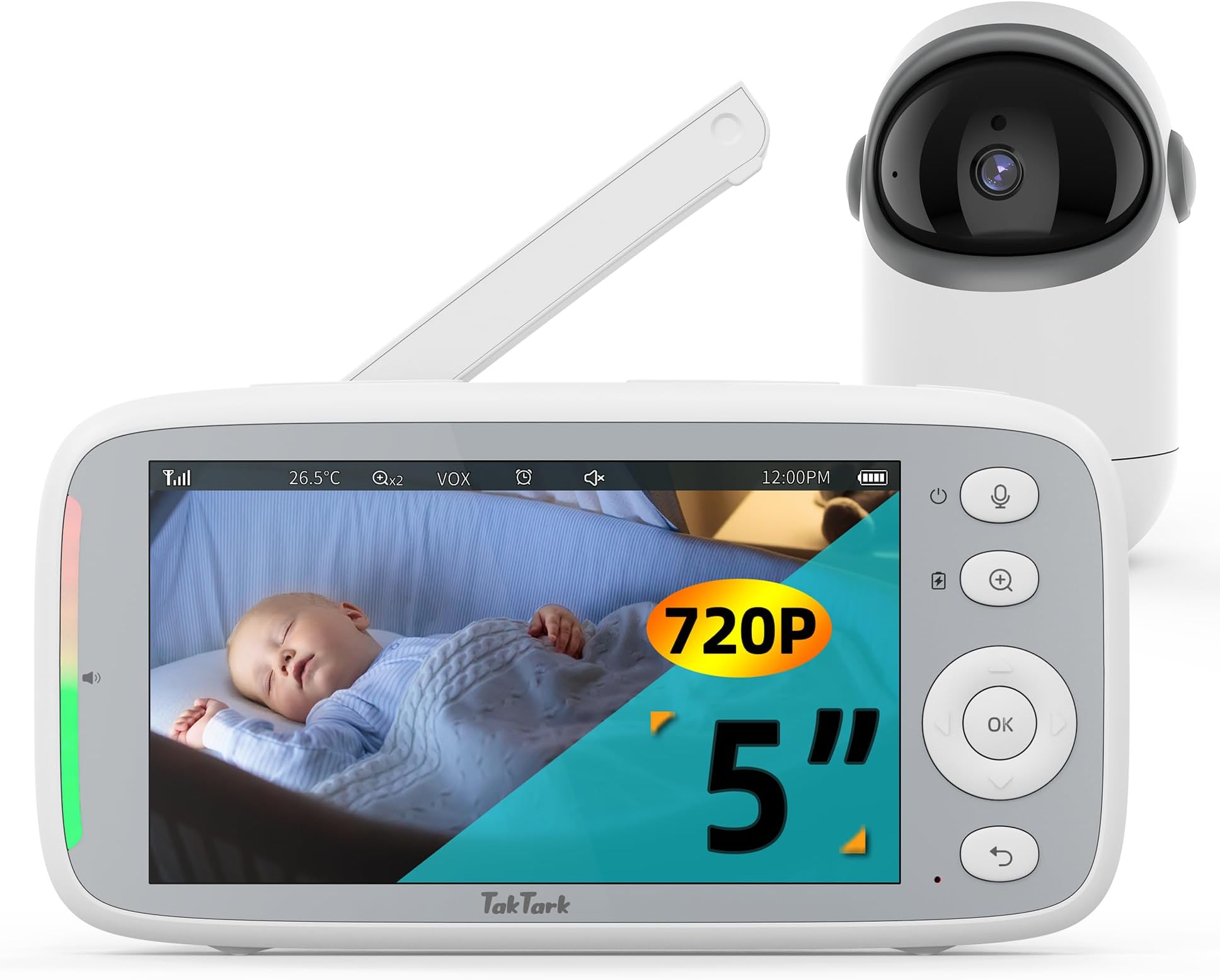 Amazon.com: TakTark Baby Monitor, 5" 720P HD Security Camera with IPS ...