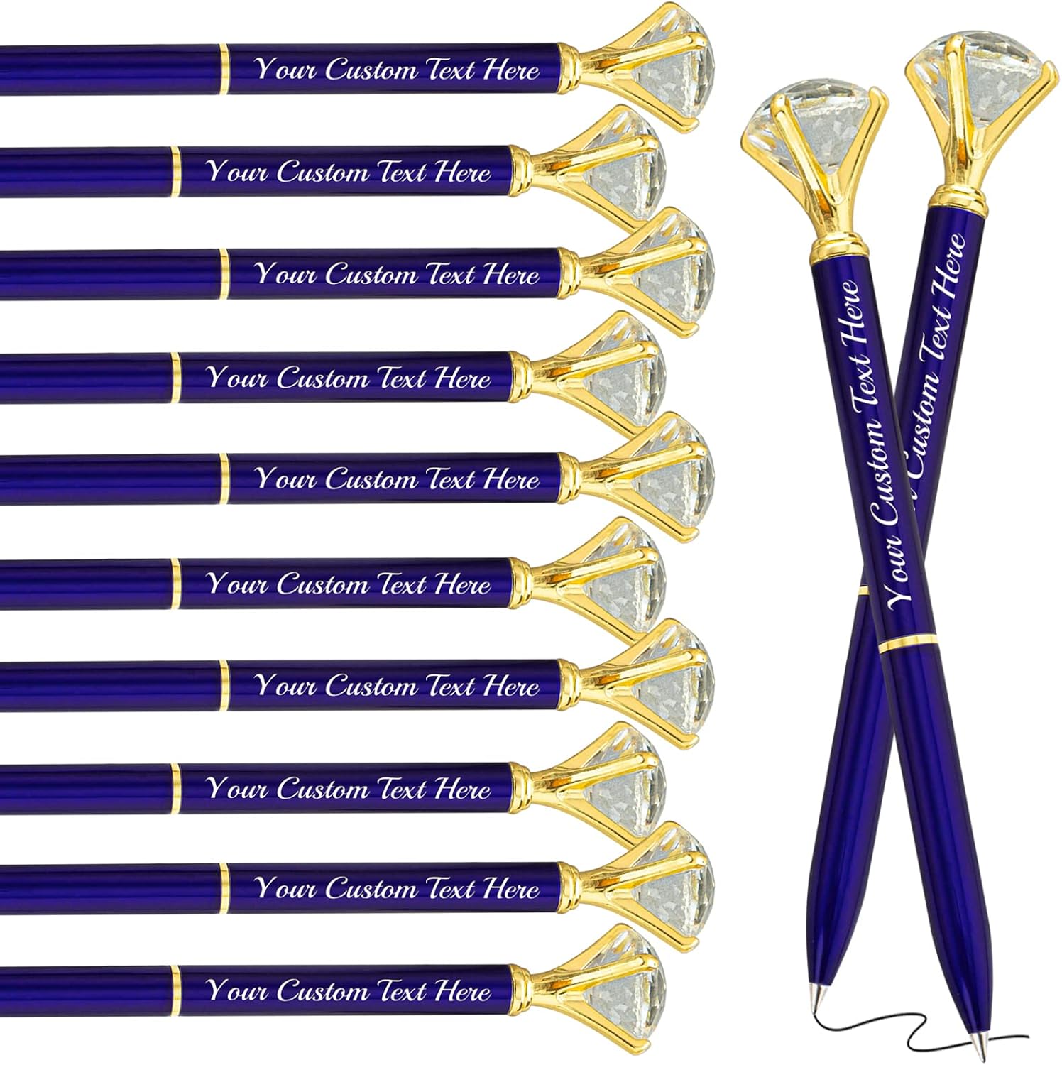 Amazon.com : 10 Pcs Diamond Pens with Crystal Personalized Blue Custom ...