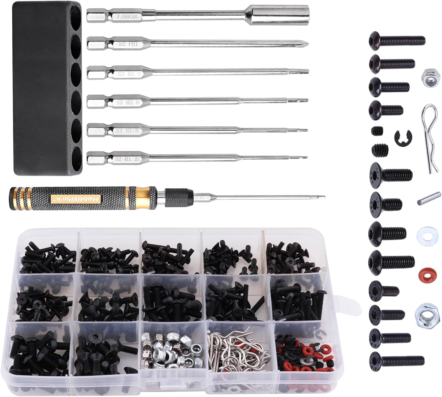 Amazon.com: HobbyPark RC Car Screws Kit 530pcs & Tools Screw Driver Set ...