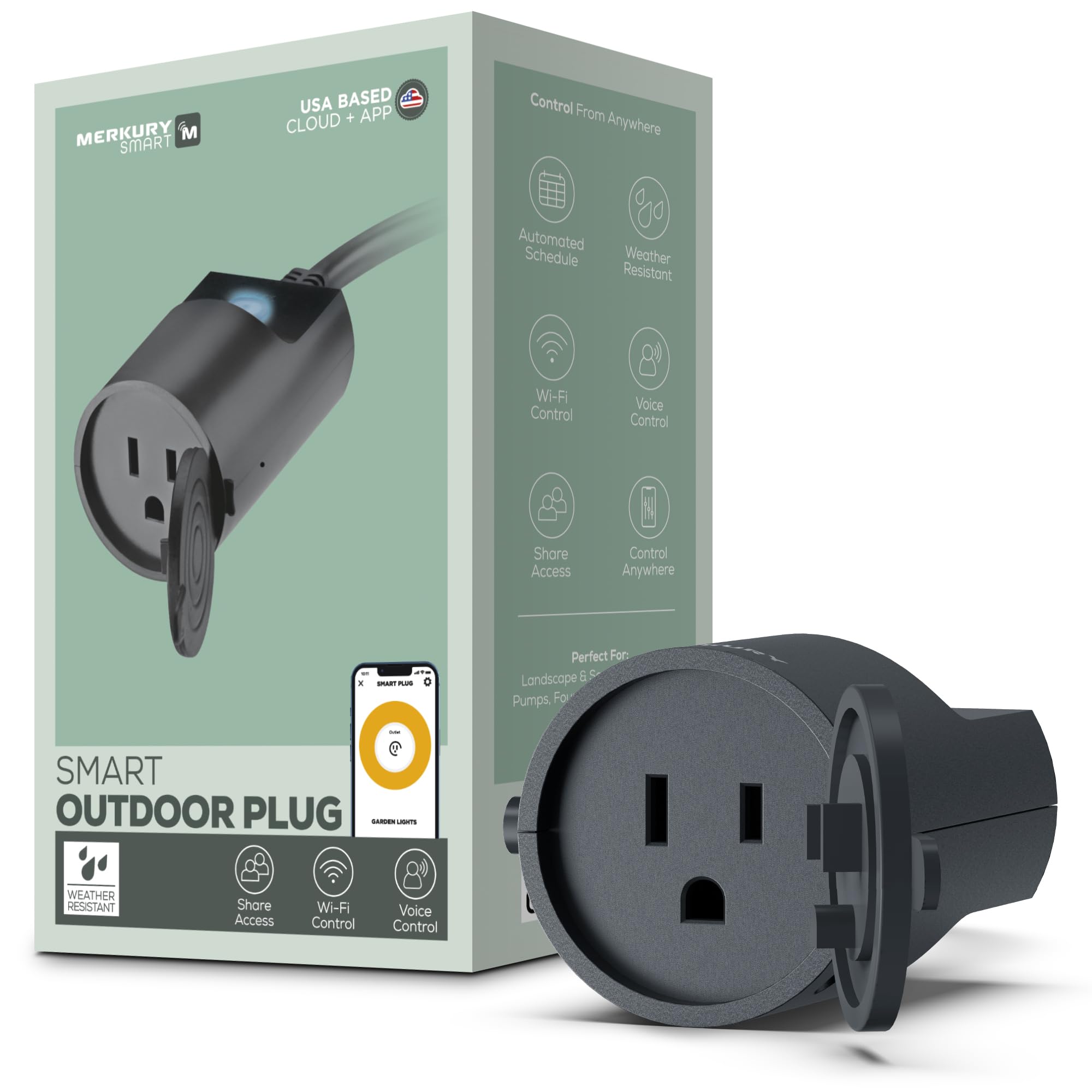 Merkury Outdoor Smart Plug - Smart Outlet, IP65 Weather-Resistant ...