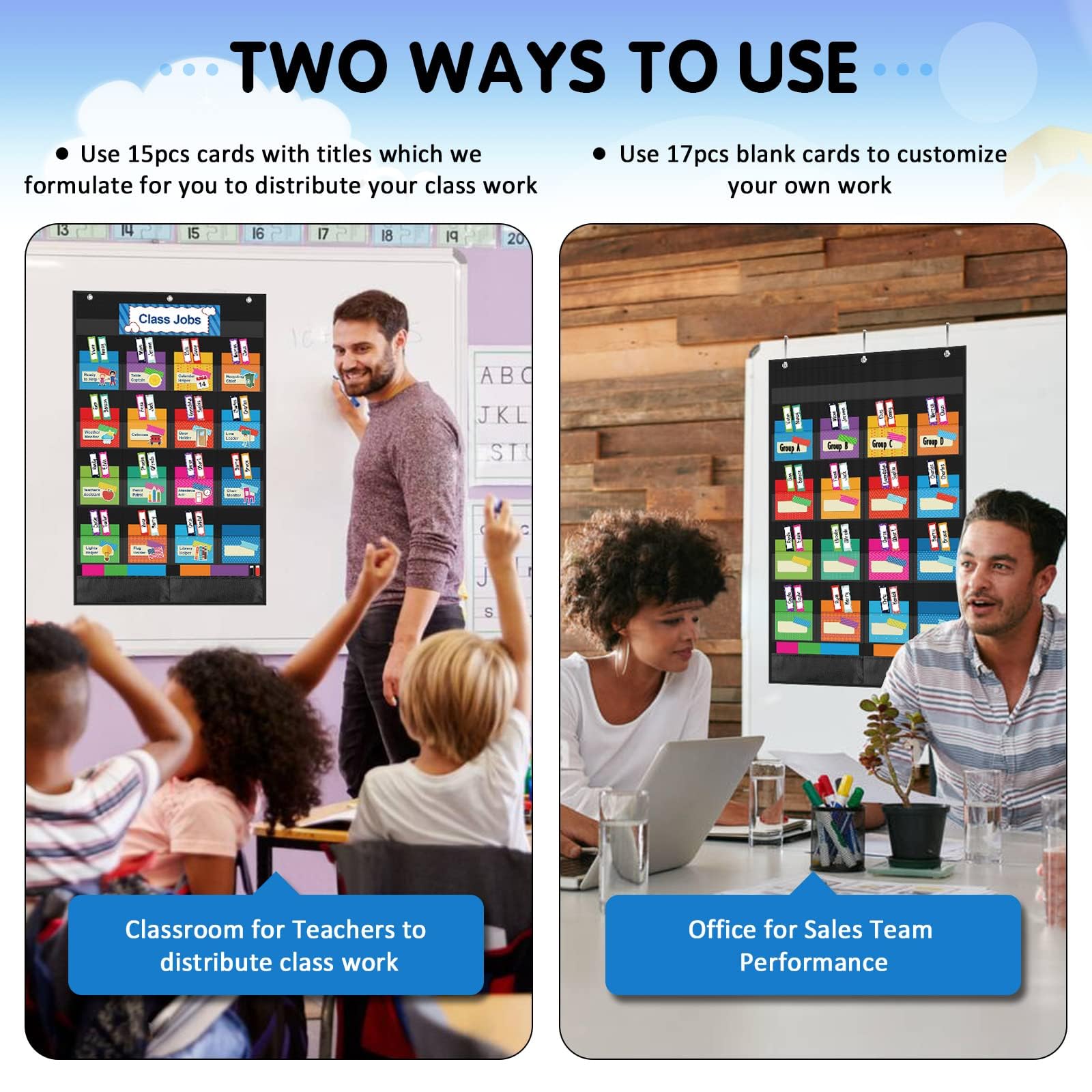 KIKIGOAL Class Jobs Pocket Chart Bulletin Board for School Classroom ...