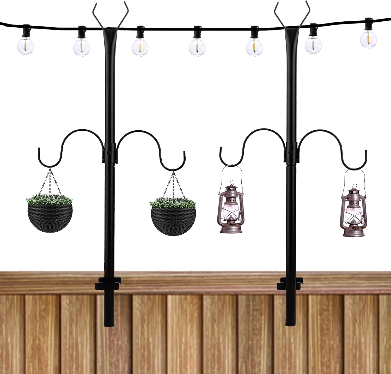 LESOLEIL String Light Poles 2 Pack, 2.4FT/3.6FT Adjustable Light Pole ...