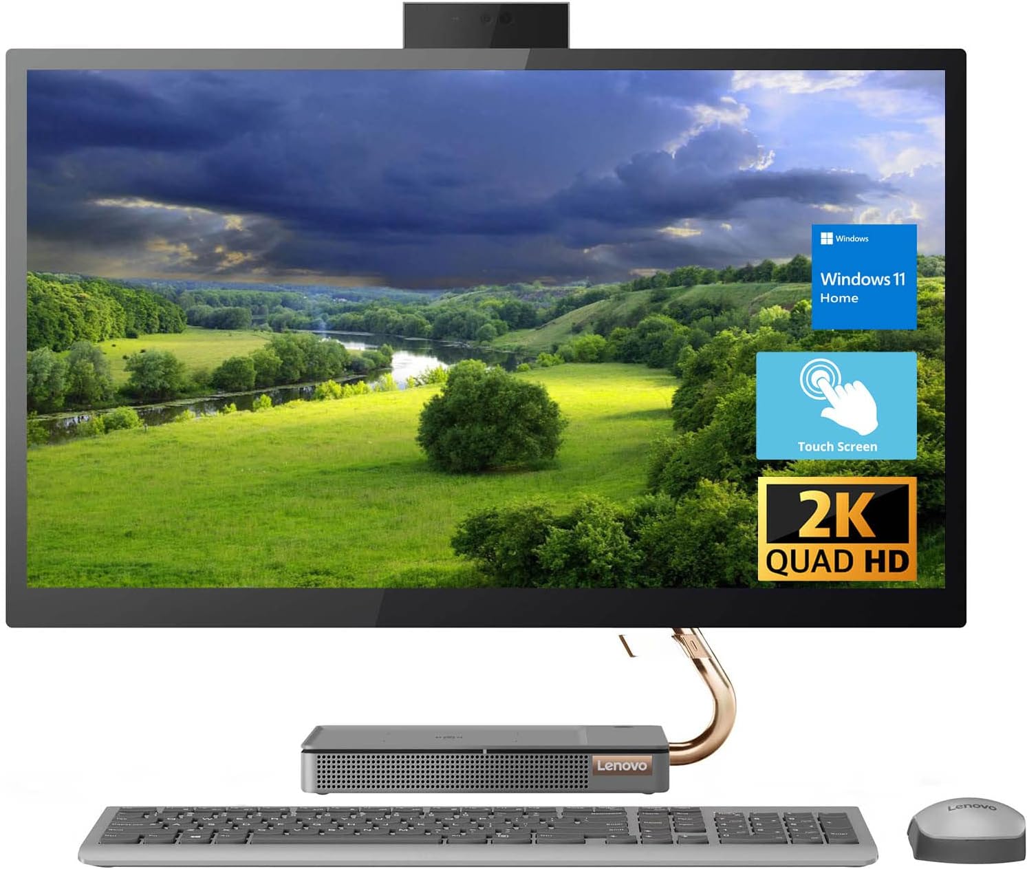Amazon.com: Lenovo IdeaCentre 5 All-in-One Desktop, 27" QHD Touchscreen ...