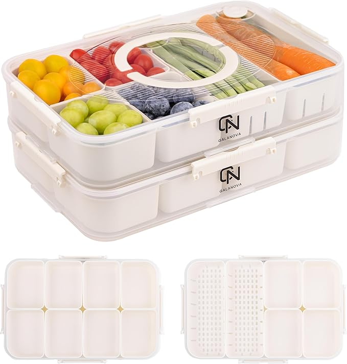 Amazon.com: Stackable Snackle Box Container with 2 Lids - 14 Compartment BPA-Free Snackle box ...