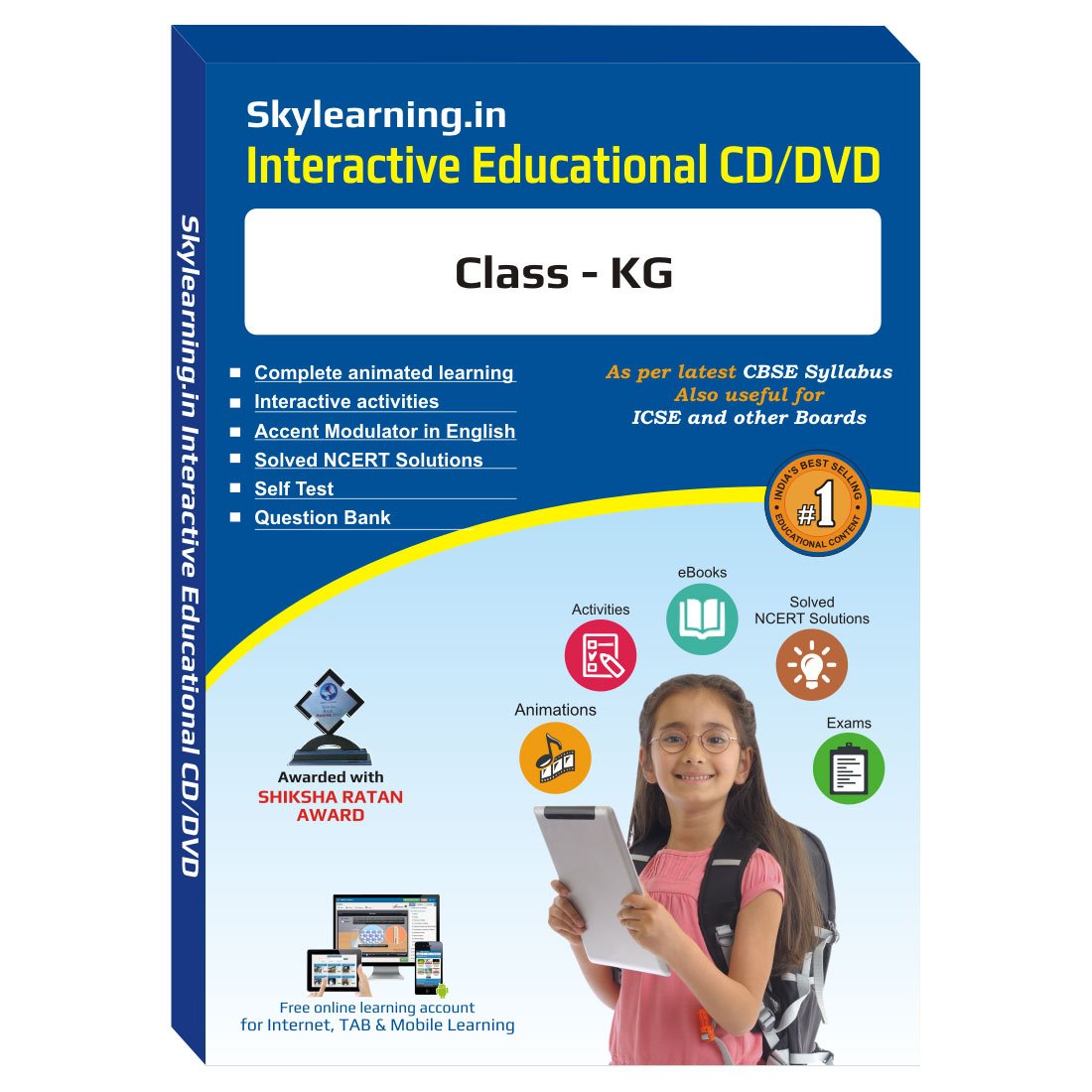 Skylearning Class KG CD/DVD Combo Pack(Learn English, Learn Maths, Khel ...