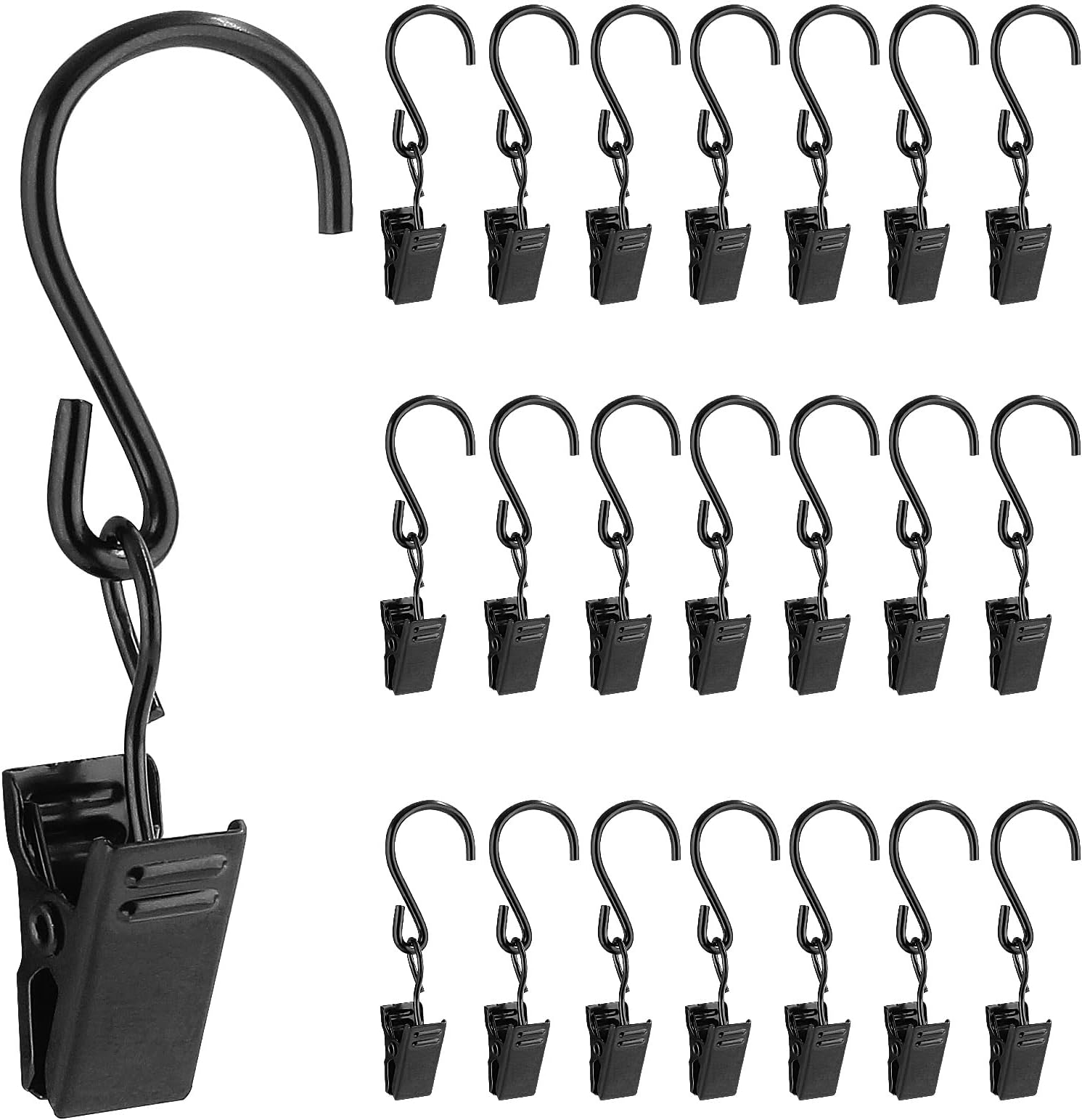 Amazon.com: 50 Pieces S Hooks Curtain Clips Metal Hanging Clips Hooks ...