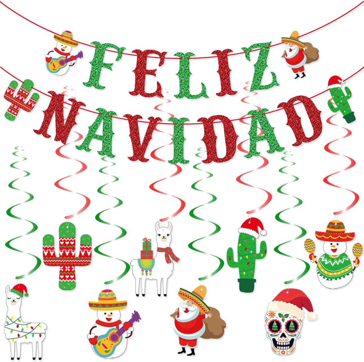 Feliz Navidad Spanish Christmas Banner Feliz Navidad Hanging Swirls for ...