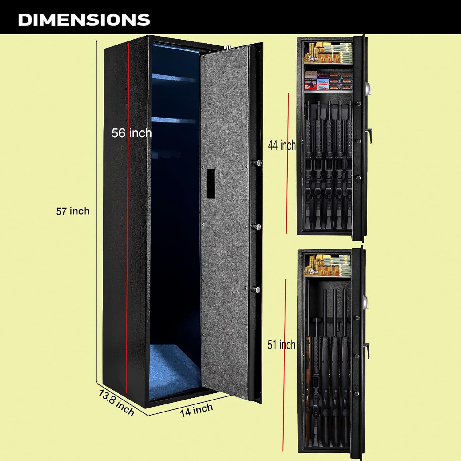 Gearmart Fast Access Gun Safe Rifle Safe Larger and Durable for 5-6 Gun ...