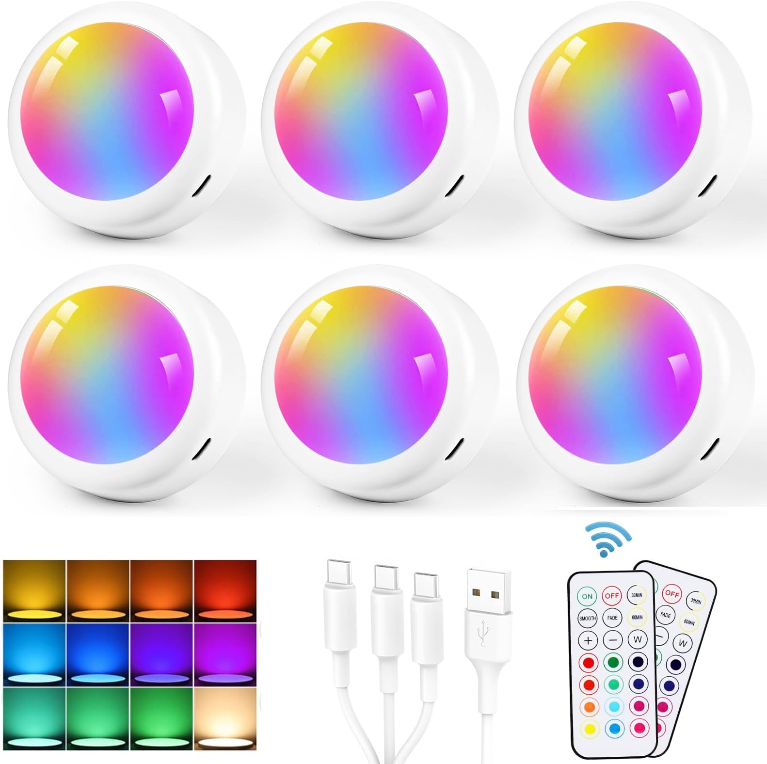 Euakee 2 Stück 23CM RGB IC LED Lightbar Kabellos mit Bewegungsmelder ...