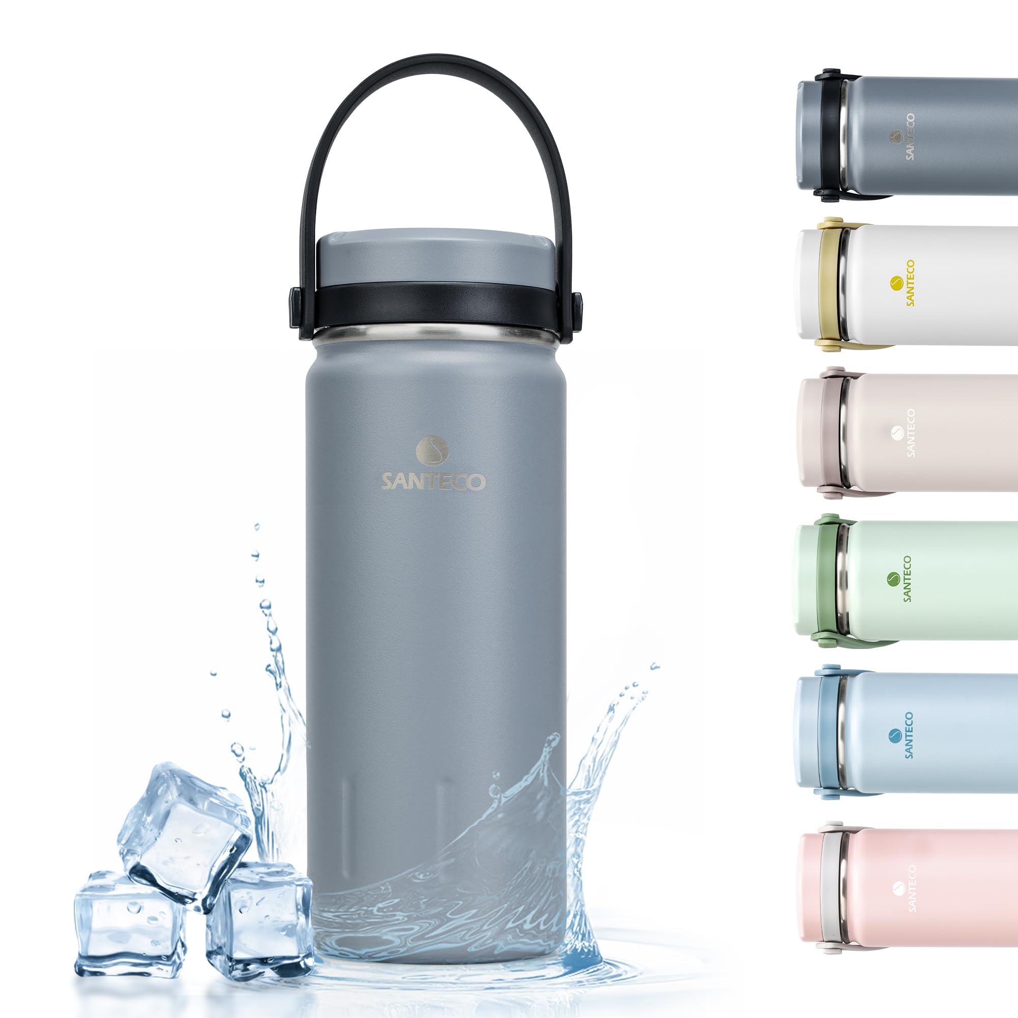 SANTECO 380 ml-13 oz Insulated Sport Water Bottle with Handle ...