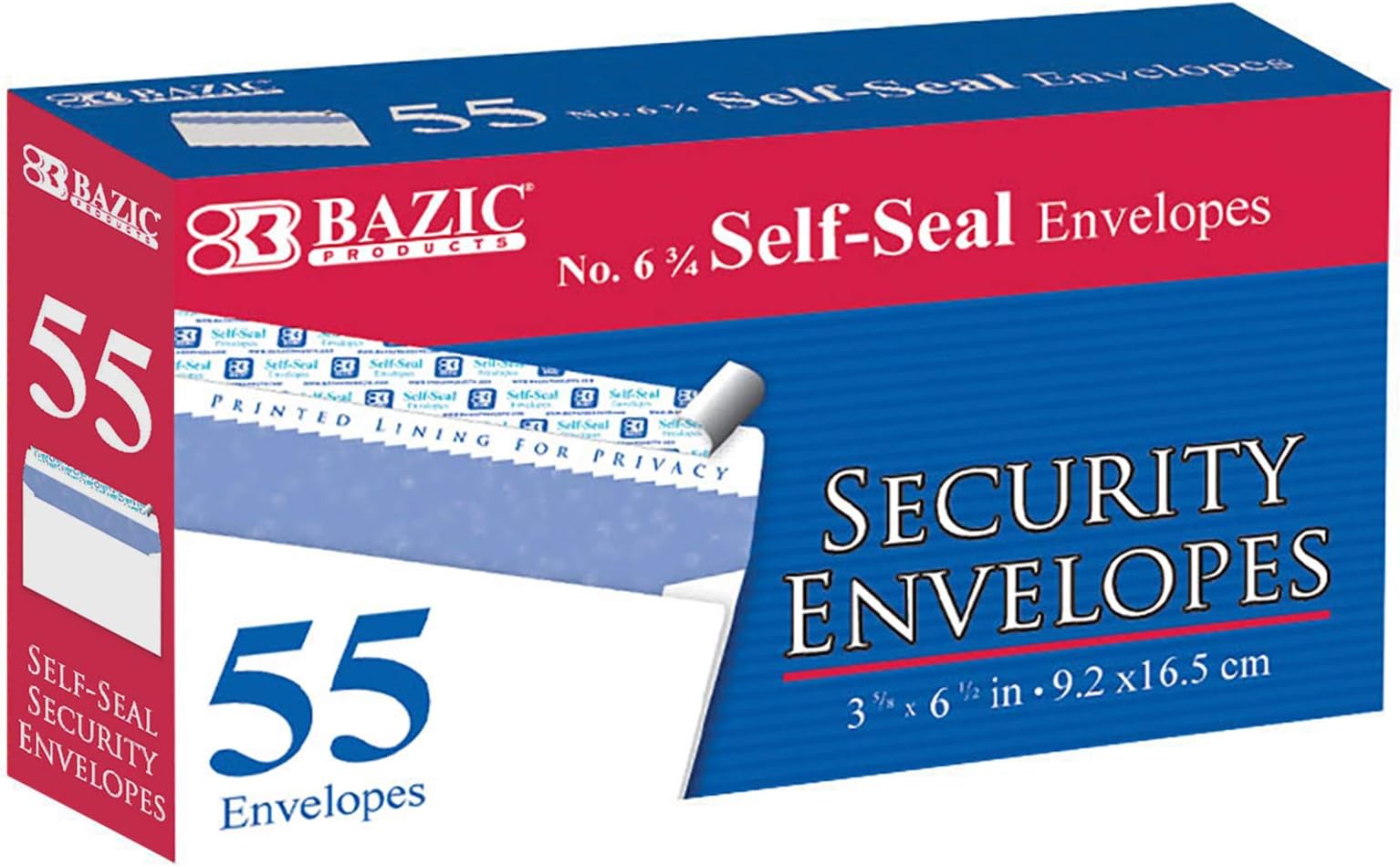 Amazon.com : BAZIC Security Self Seal Envelope 3 5/8" x 6 1/2" #6, No ...