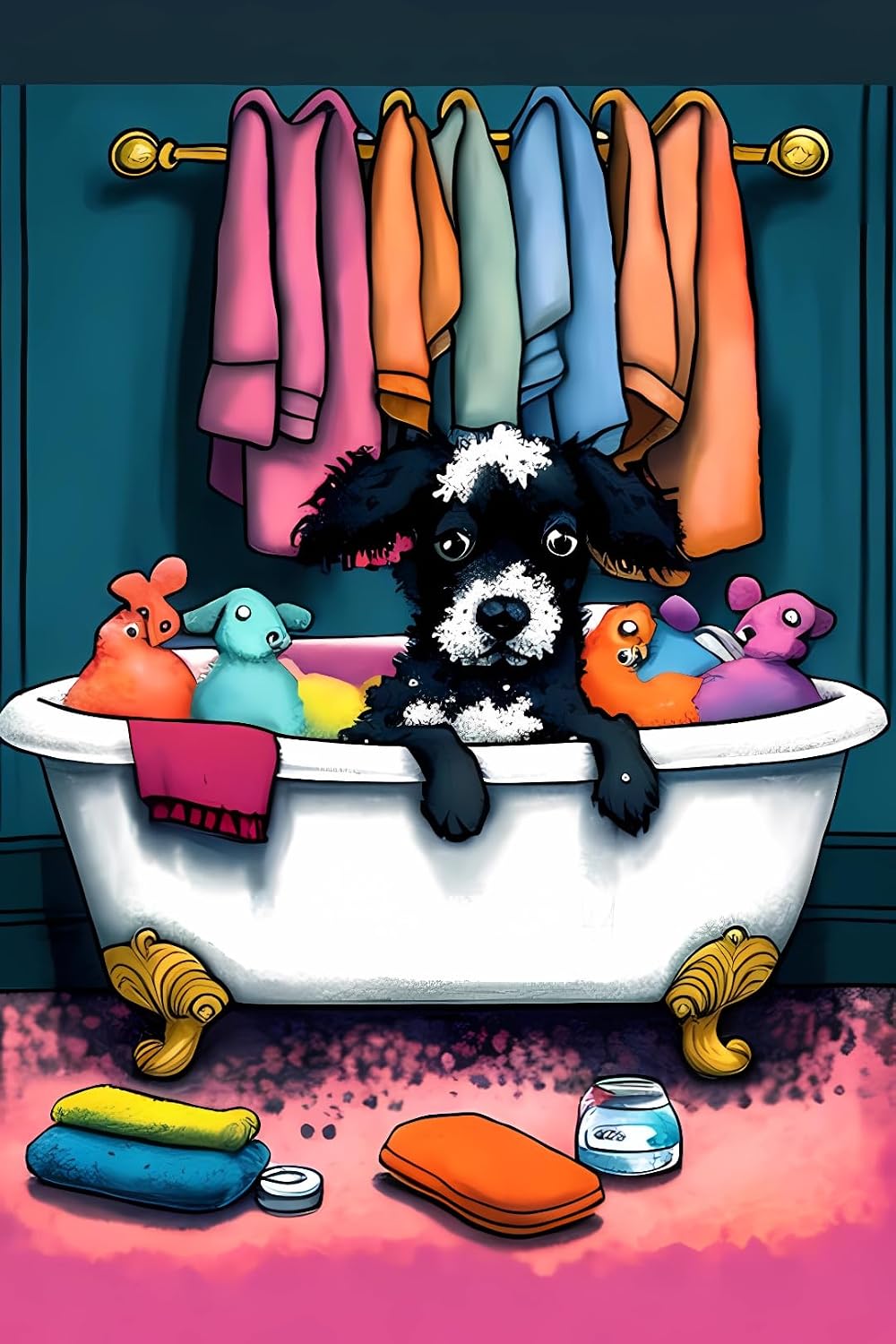 Amazon.com: Vuedjro 5D Diamond Painting Poodle Bath - Paste by Number ...