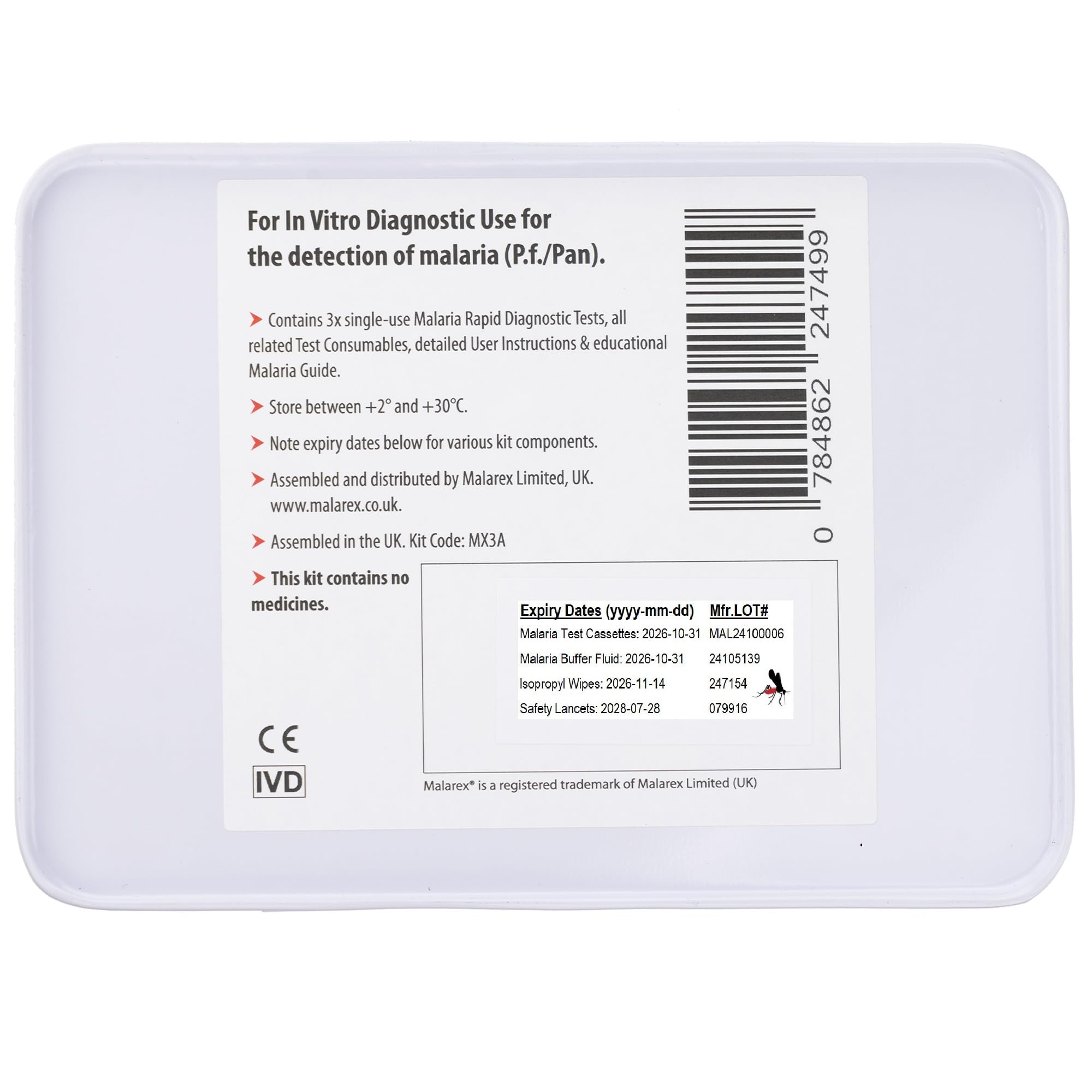 Malaria Diagnostic Test Kit for International Travellers. 3 Tests and ...