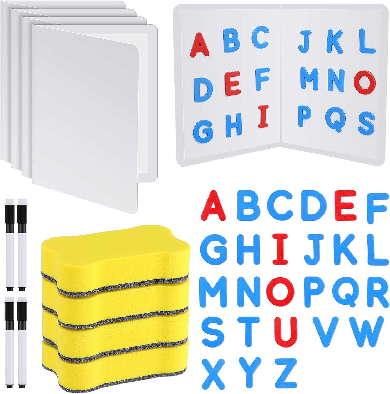 Amazon.com : Motipuns 4 Set Small White Board Dry Erase 12" x 9" Double ...