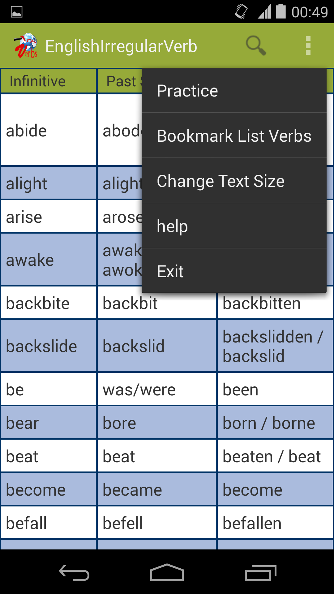 English Irregular Verbs:Amazon.de:Appstore for Android
