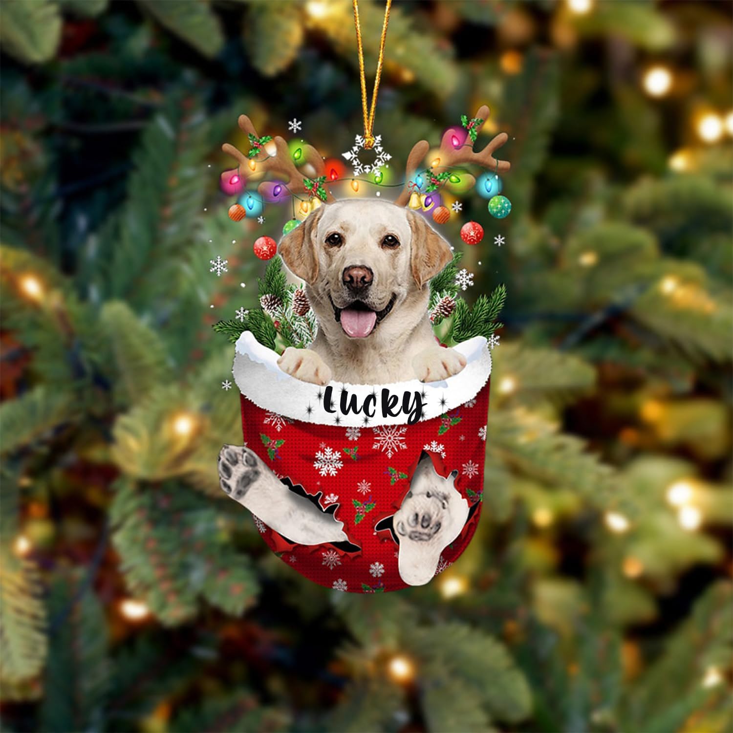 Amazon.com: Yellow Labrador Dog Christmas Ornament, Yellow Labrador in ...