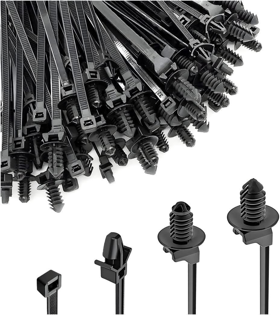 Amazon.com: 120PCS Car Push Mount Cable Zip Tie, Nylon Self Locking ...