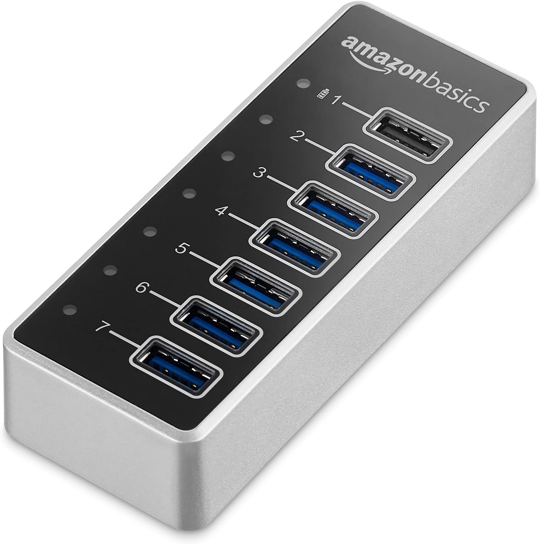 Amazon Basics USB-A 3,1 7-Port Hub with Power Adapter - 36W (12V/3A ...