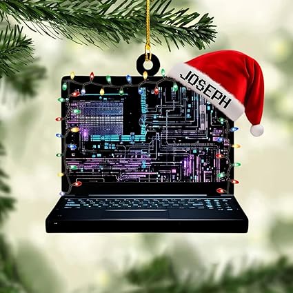 Amazon.com: LASFOUR Personalized Computer Flat Ornaments for Christmas ...