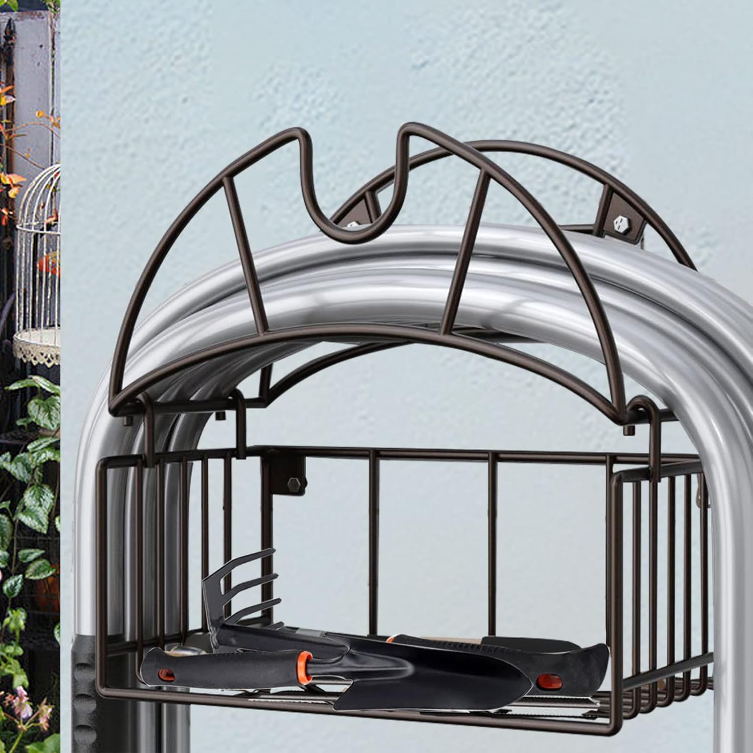 Amazon.com: Asuby Hose reel Garden Hose holder with Tool Storage Basket ...