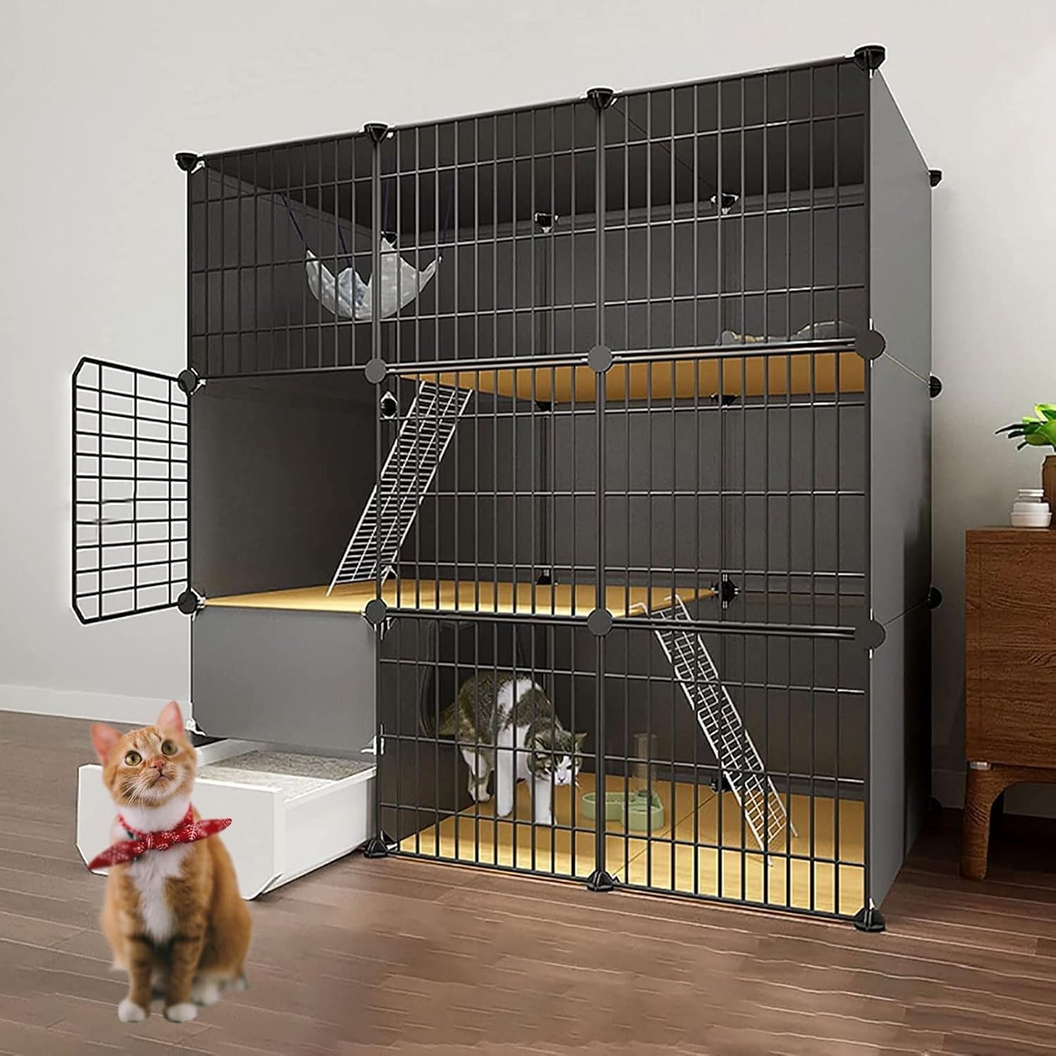Cat Cages Indoor DIY Cat Enclosure Large Pet Playpen Detachable Cat ...