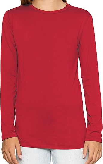 STRETCH IS COMFORT Girl's Oh So Soft Long Sleeve Top Red Medium : Buy ...
