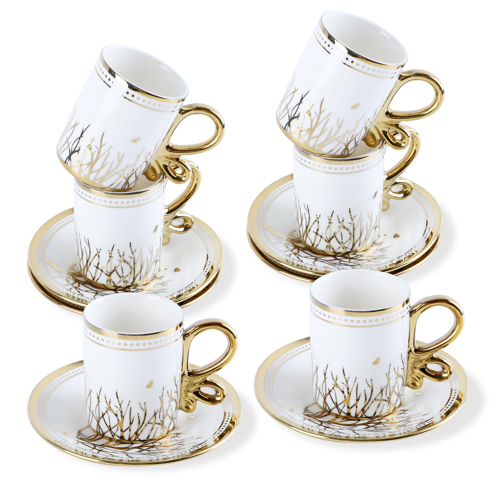 Amazon.com | Jidaonop 12pcs Turkish Coffee Cup Set, Vintage Ceramic Tea ...